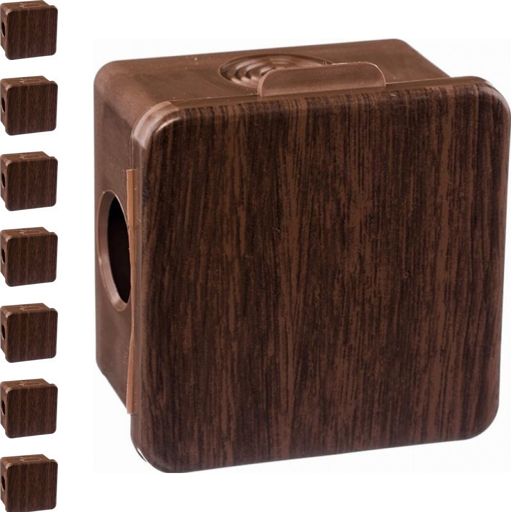 Распаячная коробка TDM Electric Эко 65x65x50 квадратная 4 ввода для открытого монтажа IP54 бук (комплект из 7 шт.)