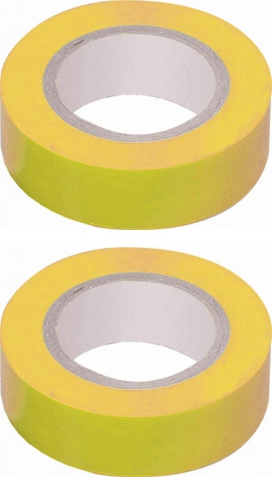 Изолента ПВХ IEK 15 мм 10 метров желтая (комплект из 2 шт.)