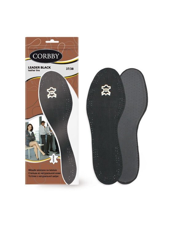 Стельки из натуральной кожи, черные. Leder black. Размер 43-44