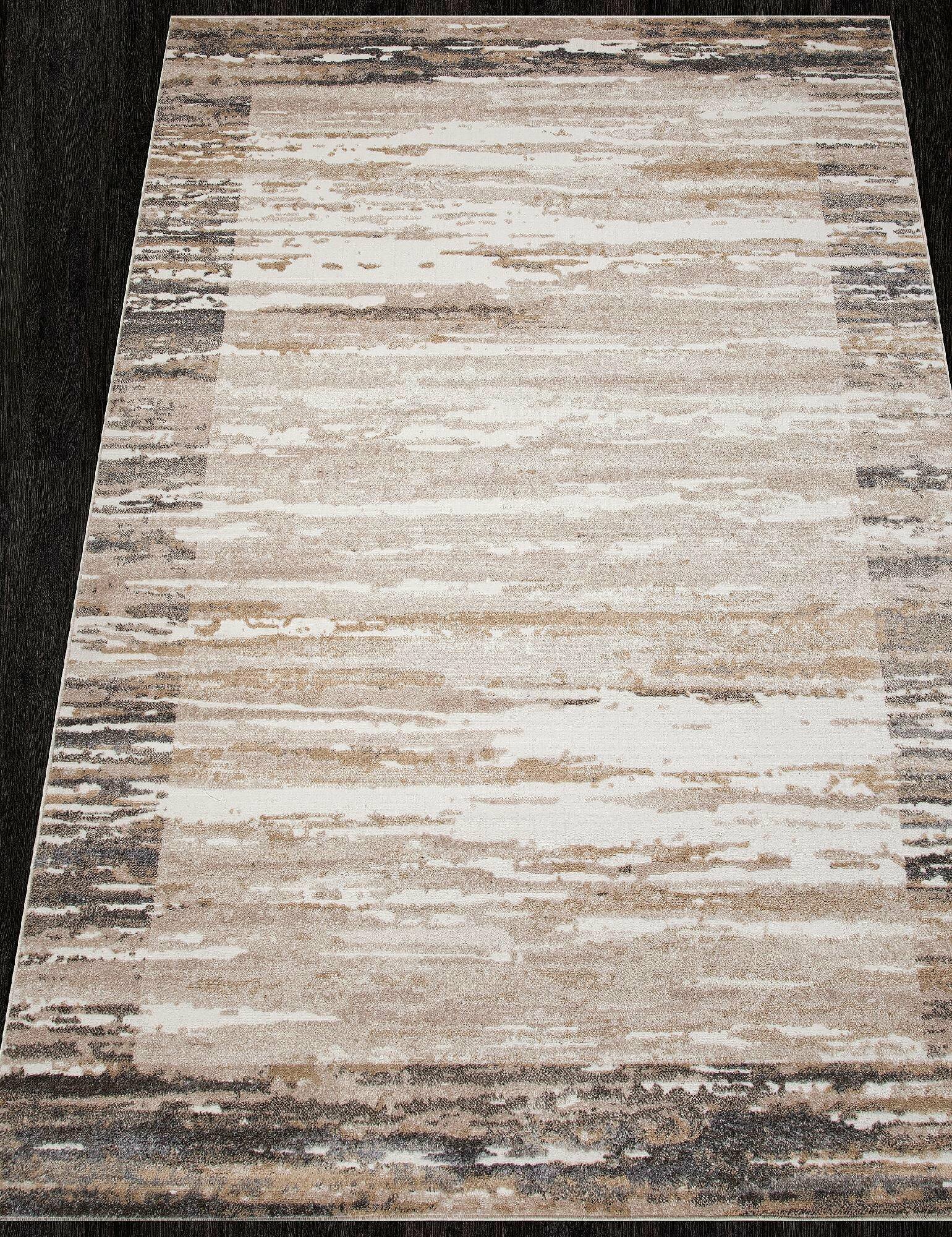 Ковер на пол в гостиную в спальню 100х200 см бежевый современный ворс 8 мм 293186 KoverVDom