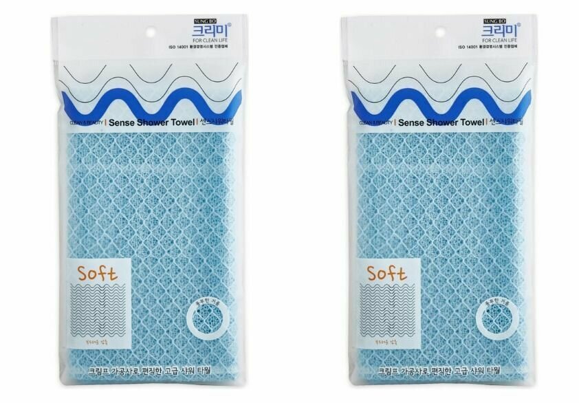 Sungbo Cleamy Мочалка Sense Shower Towel, 28х100, 2шт