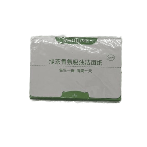 Матирующие салфетки для лица KIMHOME зеленый чай, 100 листов.