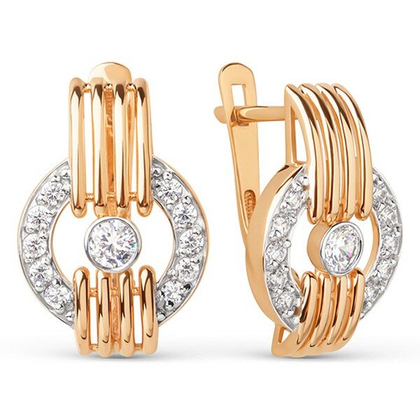 Серьги JEWELIN, красное золото, 585 проба, фианит
