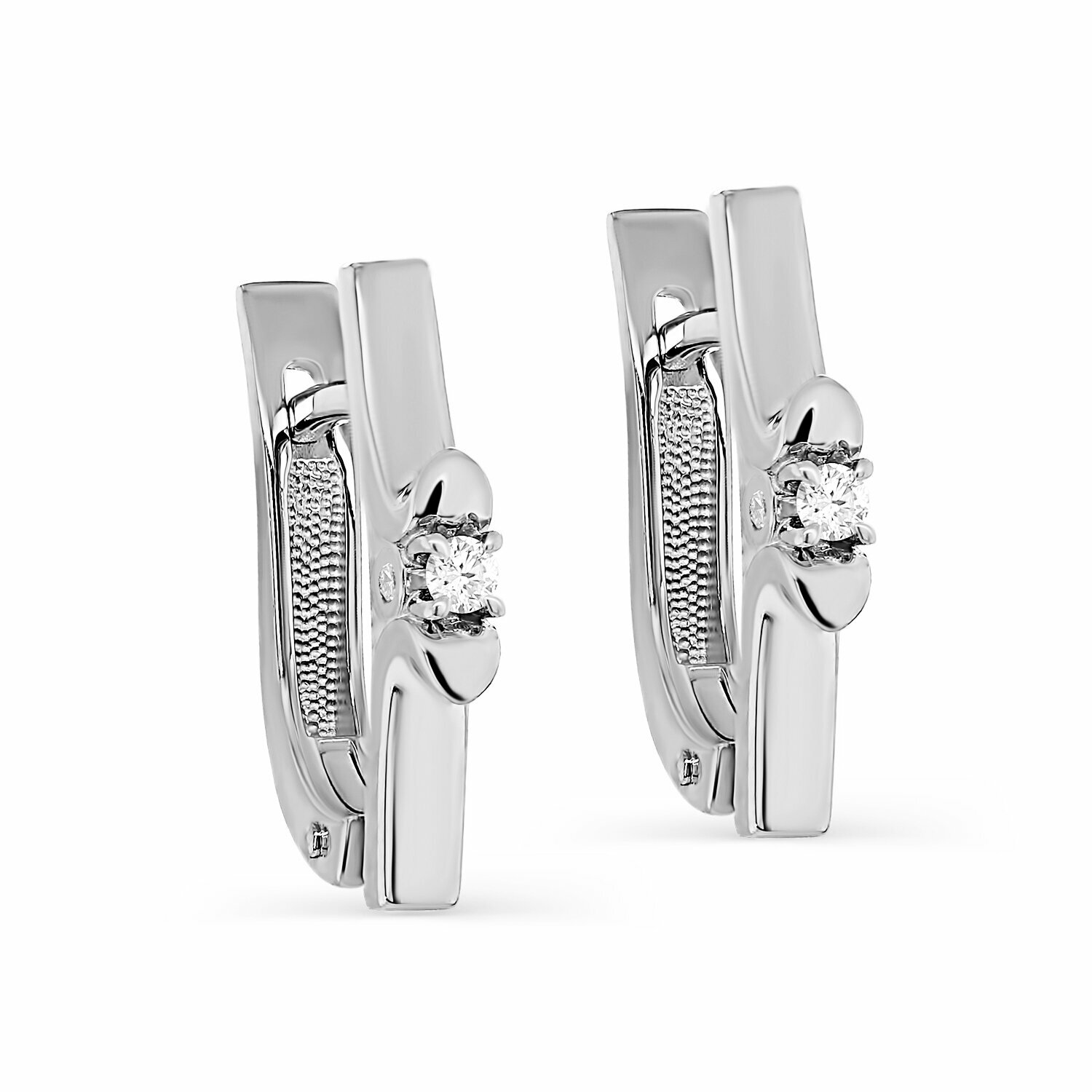 Серьги, белое золото, 585 проба, бриллиант