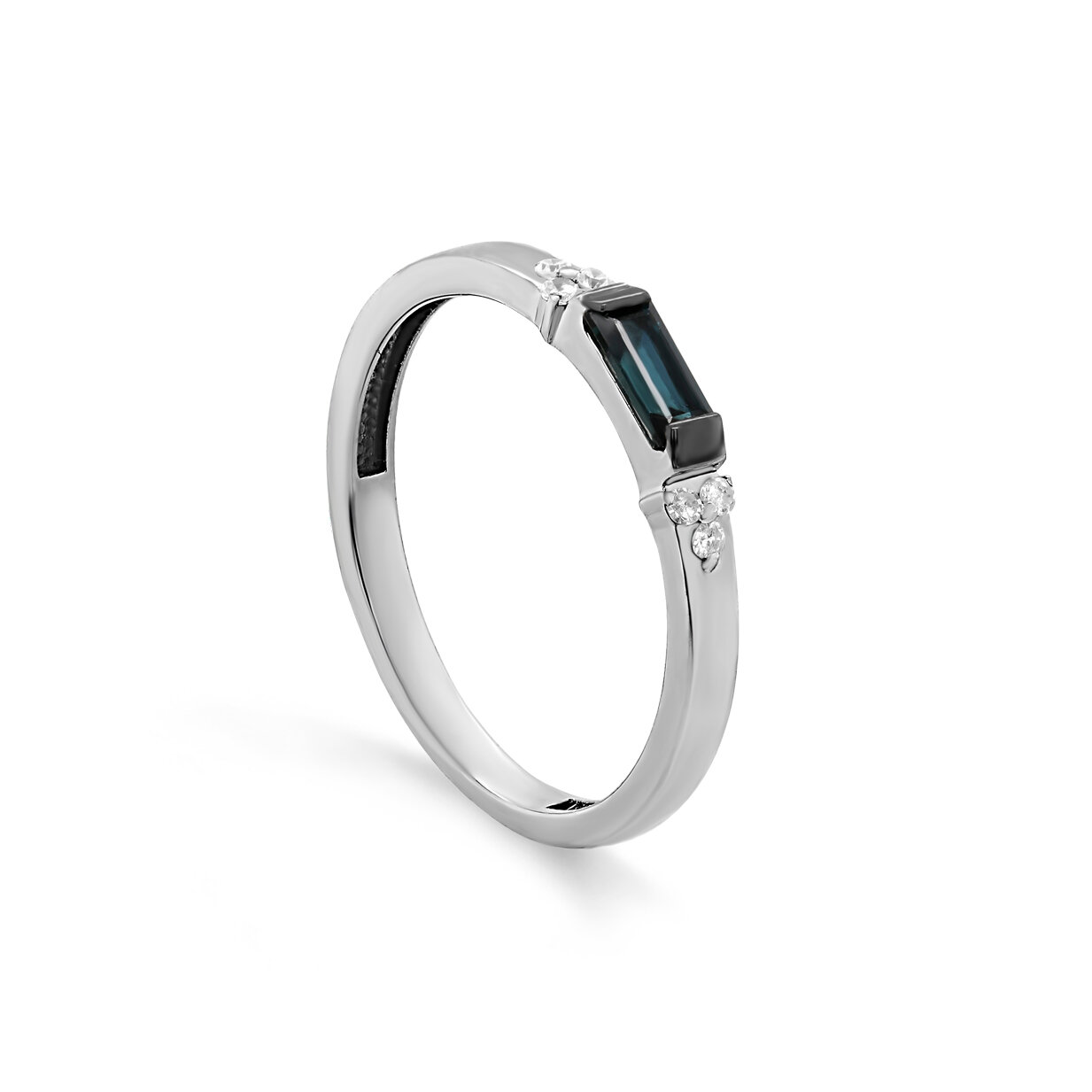 Кольцо, белое золото, 585 проба, сапфир, бриллиант