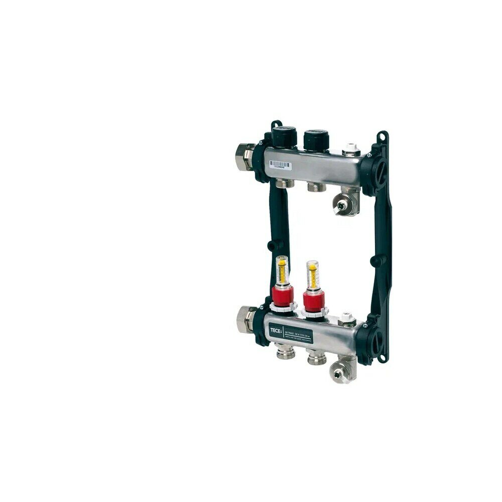 Коллектор для теплого пола Tece (77310002) 1 ВР(г) х 2 выхода 3/4 НР(ш) ЕК х 1 ВР(г) с расходомерами