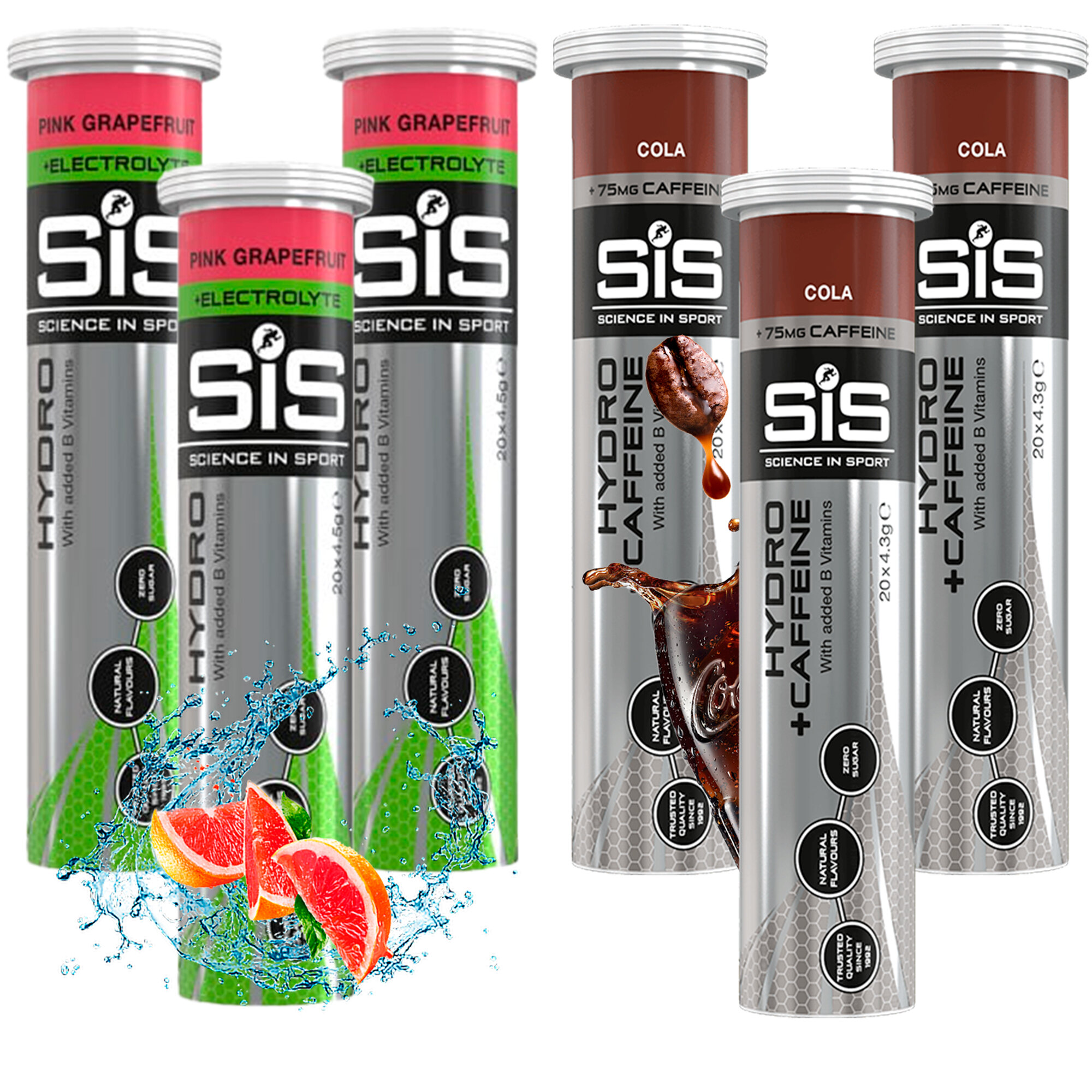 Изотоник SCIENCE IN SPORT (SiS) GO Hydro Tablet 20s_3 6 x 20 таблеток, Розовый грейпфрут, Кола