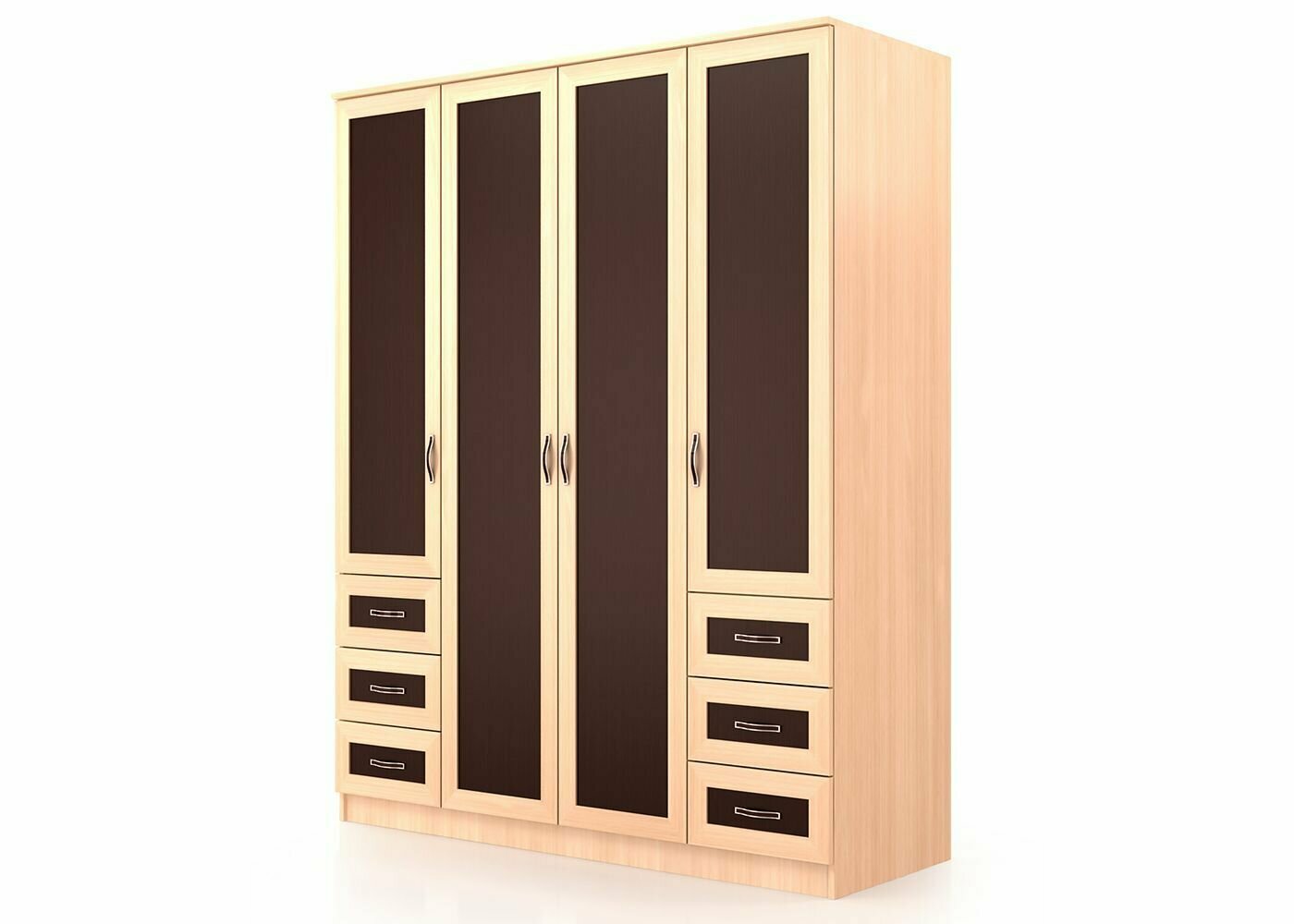 Шкаф распашной МногоМеб Ч-3М четыре дверцы, 170х55x220 дуб млечный/венге, рамка квадро МДФ