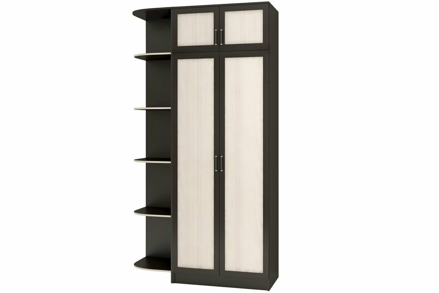 Шкаф распашной для одежды МногоМеб Стайл-2 антресоль 90х50x240 венге/бодега бел, рамка квадро, угловой элемент