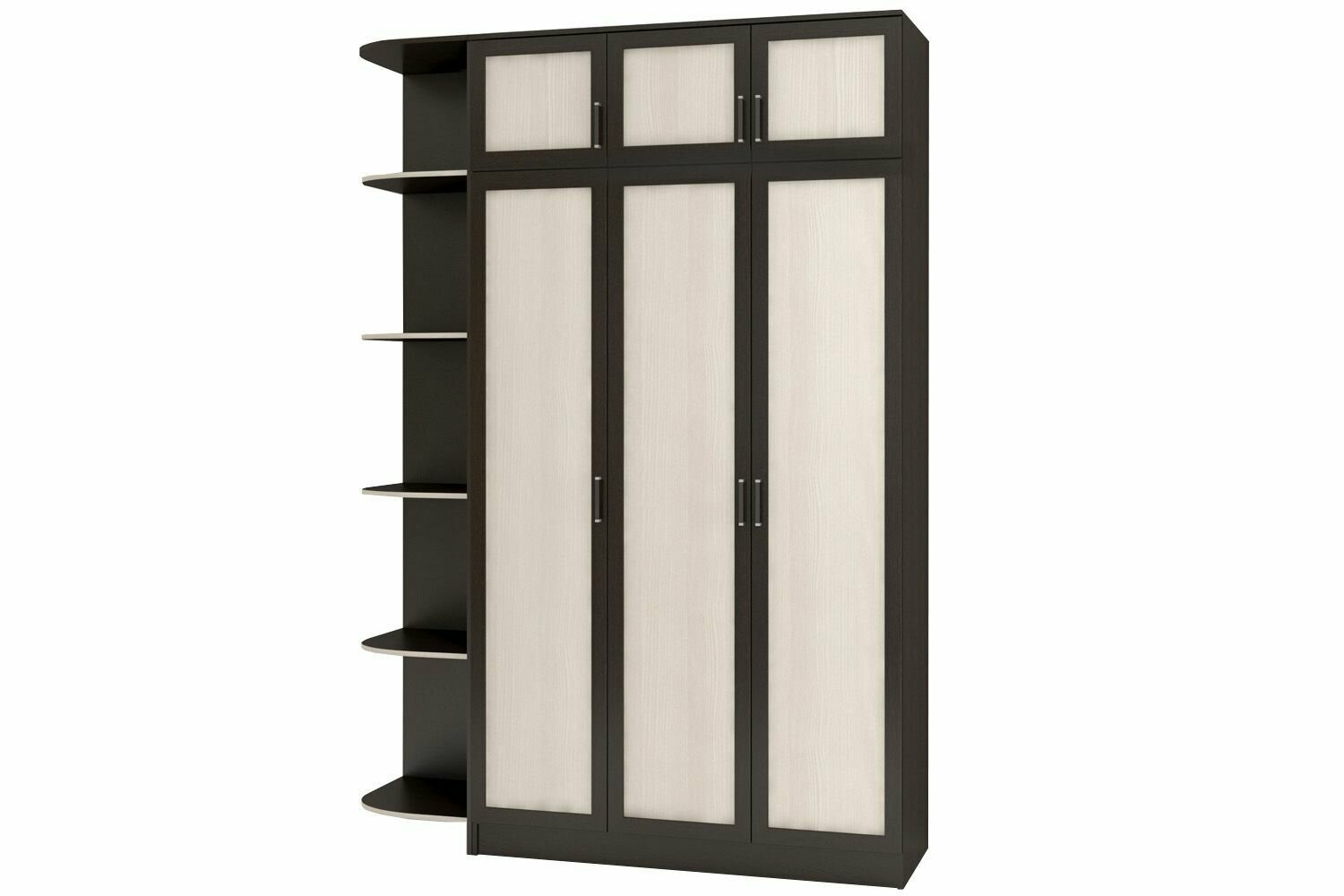 Шкаф распашной для одежды МногоМеб Стайл-3 антресоль 150х60x240 венге/бодега бел, рамка квадро, угловой элемент