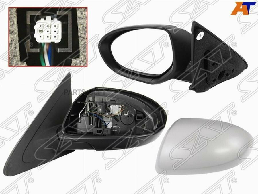 Зеркало Mazda 3 08-13 / Axela 09-13 (Слева/ Регулировка/ Складывание/ 5 контактов) SAT ST-MZV8-940-2 | цена за 1 шт