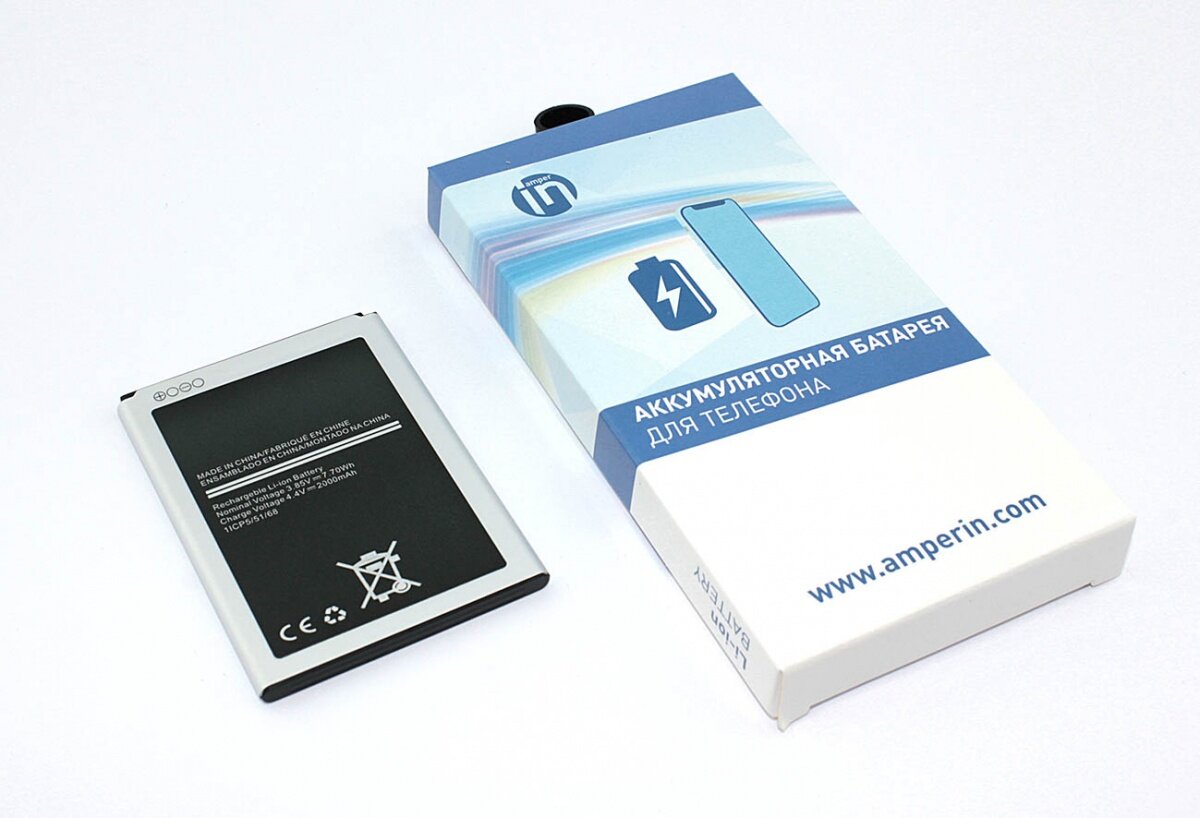 Аккумулятор Amperin для смартфона Samsung Galaxy J1 SM-J120F (EB-BJ120BBE) 1800mAh