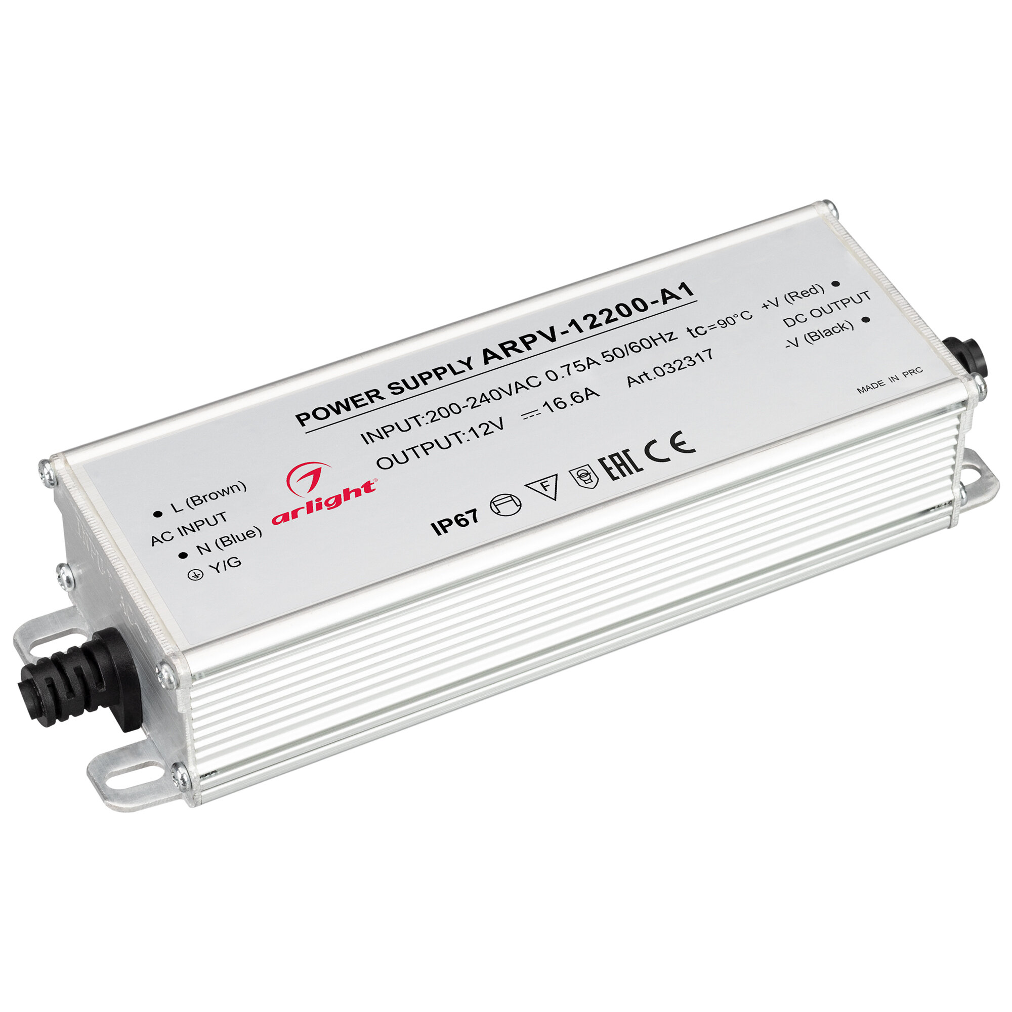 032317 Блок питания ARPV-12200-A1 (12V, 16.6A, 200W) (Arlight, IP67 Металл)