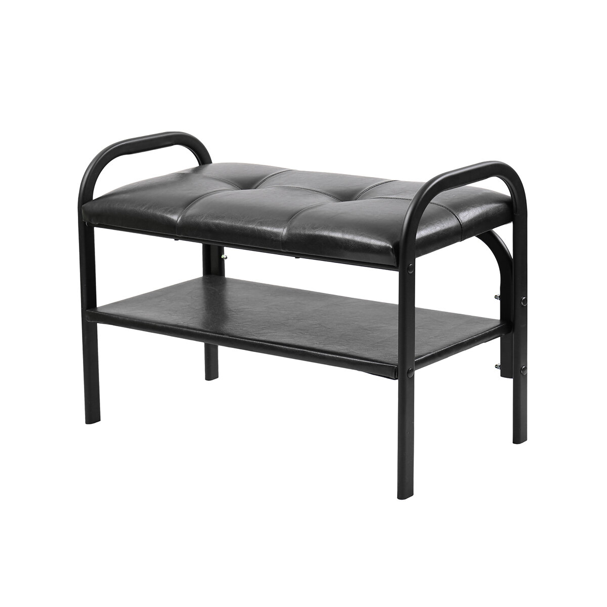 Этажерка для обуви Nika Люкс, 1 полка, разборная 70 х 33 х 50,5 см, мягкое сиденье, цвет черный