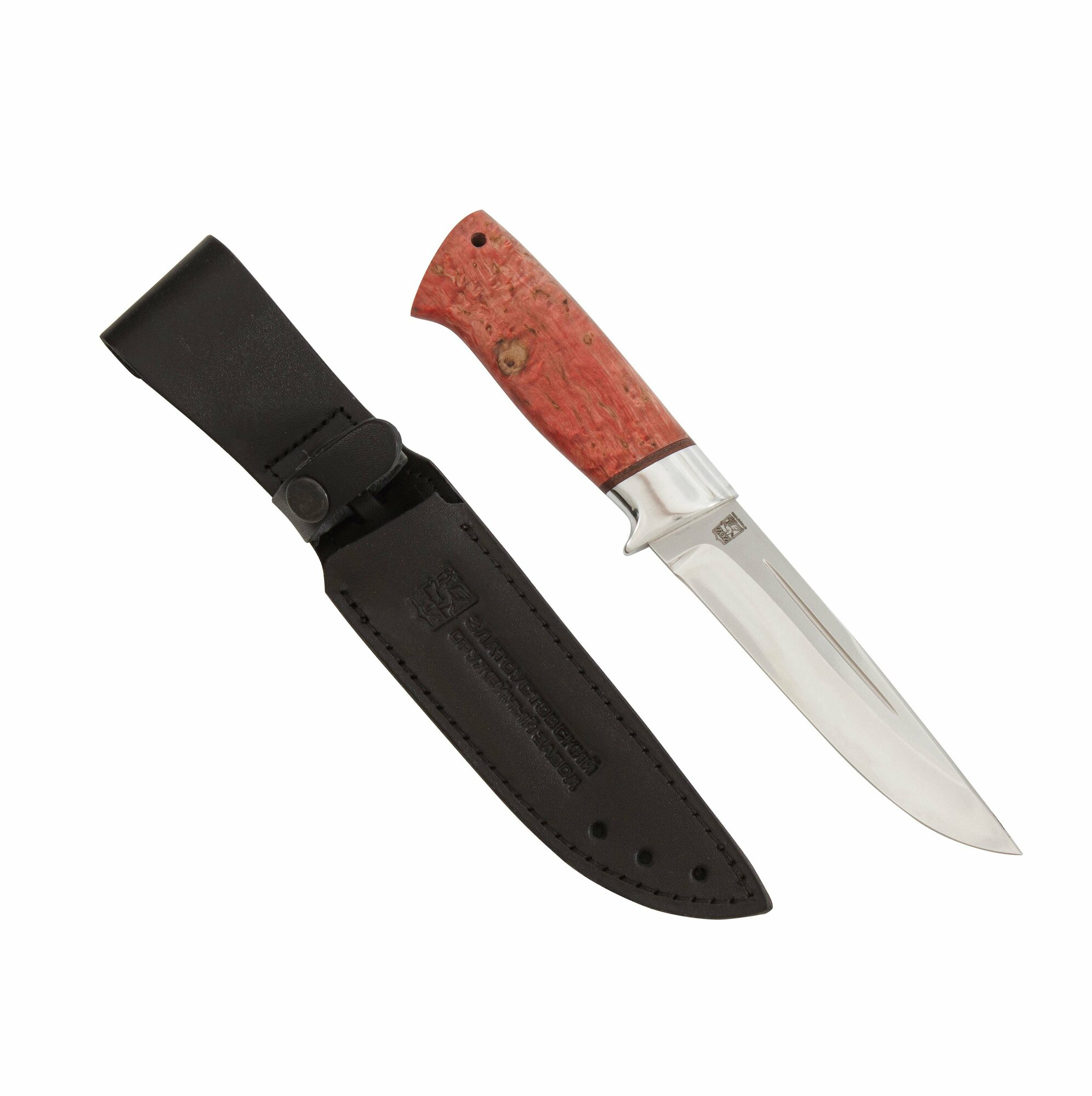 Нож "Бекас" (сталь 95x18, Ручка карельская береза стаб. Красная, гарда ал.) 0З-00006222