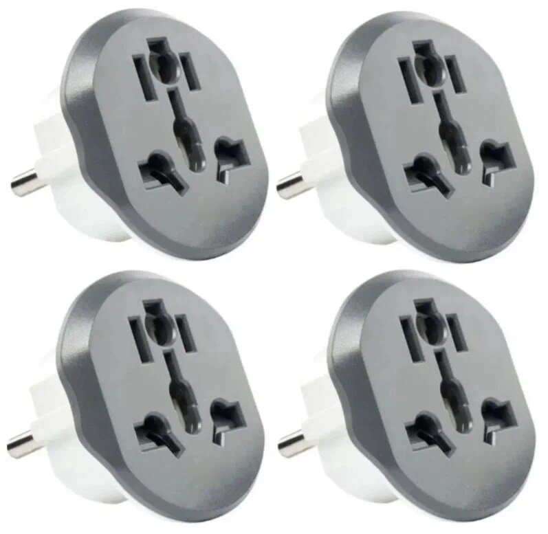 Сетевой переходник 16А, 2800w штекер UK/US/CN/европейский, , белый/серый (2 штуки )