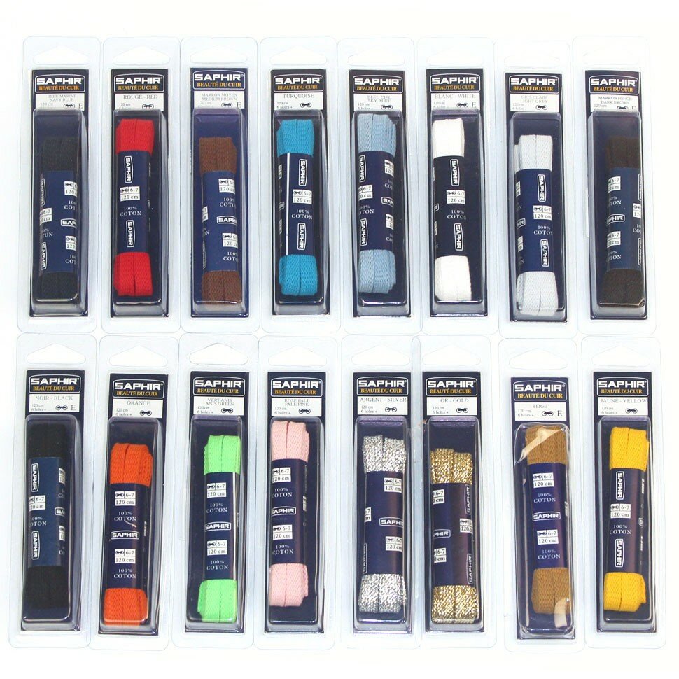 SAPHIR Шнурки 120 см. плоские 8 мм, цветные. (красный (11))