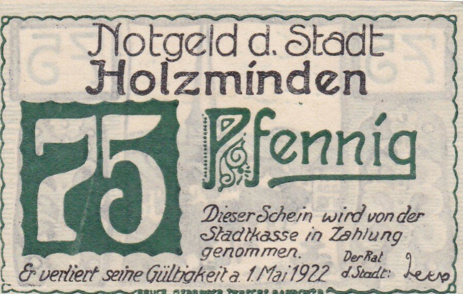 Германия (Веймарская Республика) Хольцминден 75 пфеннигов 1921 г. (2)