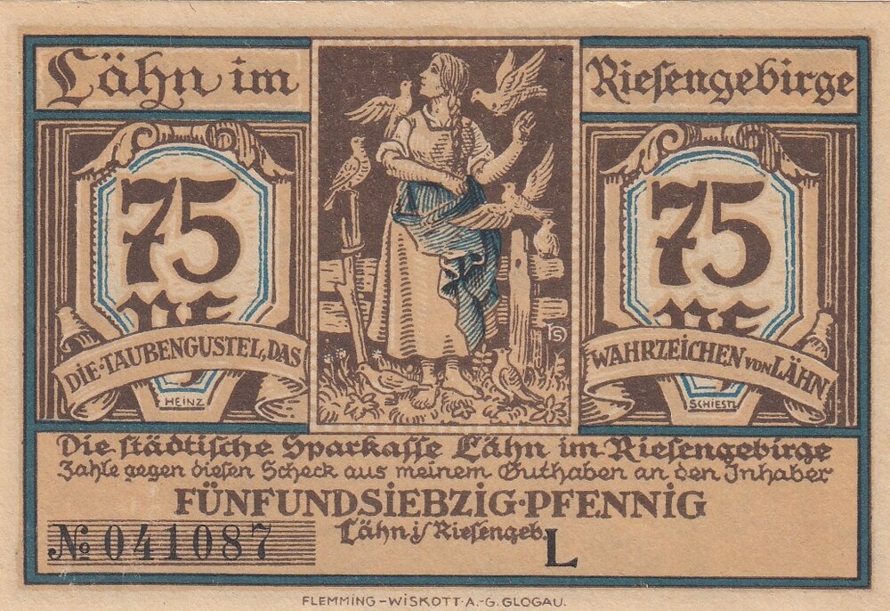 Германия Лан 75 пфеннигов 1914-1924 гг. (2)