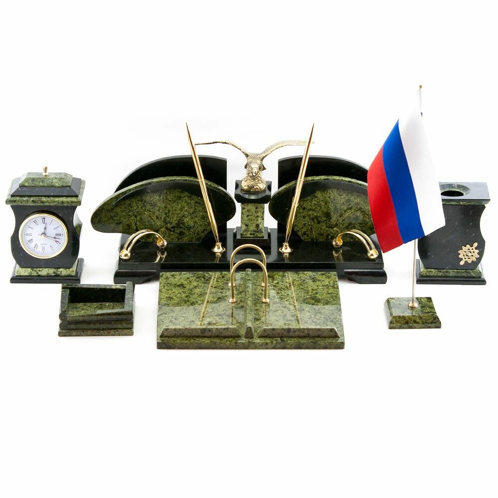 Настольный набор из камня змеевик "Орел" 113477
