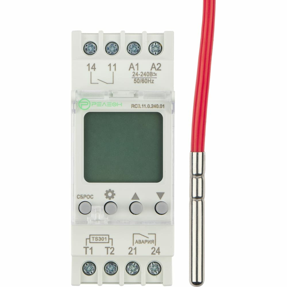 Реле контроля температуры с датчиком релеон жк дисплей 1NO конт. 16а=24-240в A RC311024001, 16 а