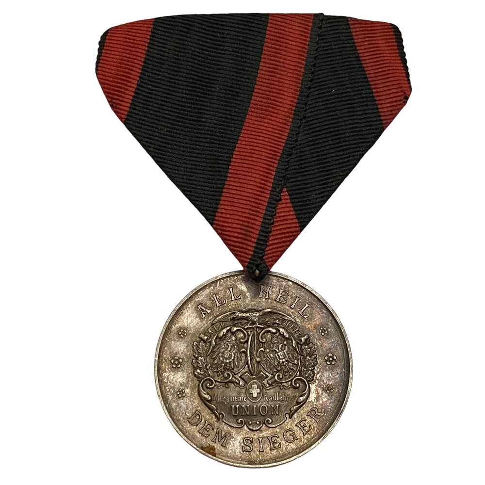 Германия (Пруссия), медаль "Чемпионат по гонкам в Дюссельдорфе. Всеобщий союз велосипедистов" 1902 г