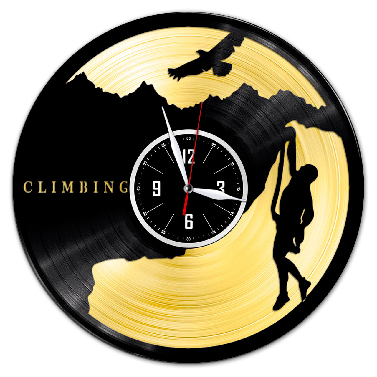 Сlimbing - настенные часы из виниловой пластинки (с золотой подложкой)