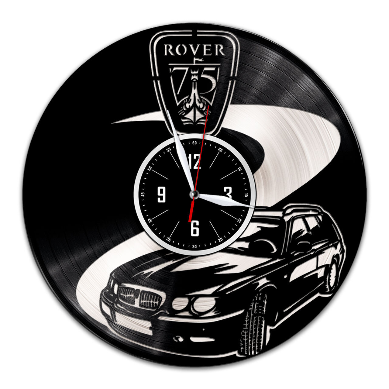 Rover - настенные часы из виниловой пластинки (с серебряной подложкой)