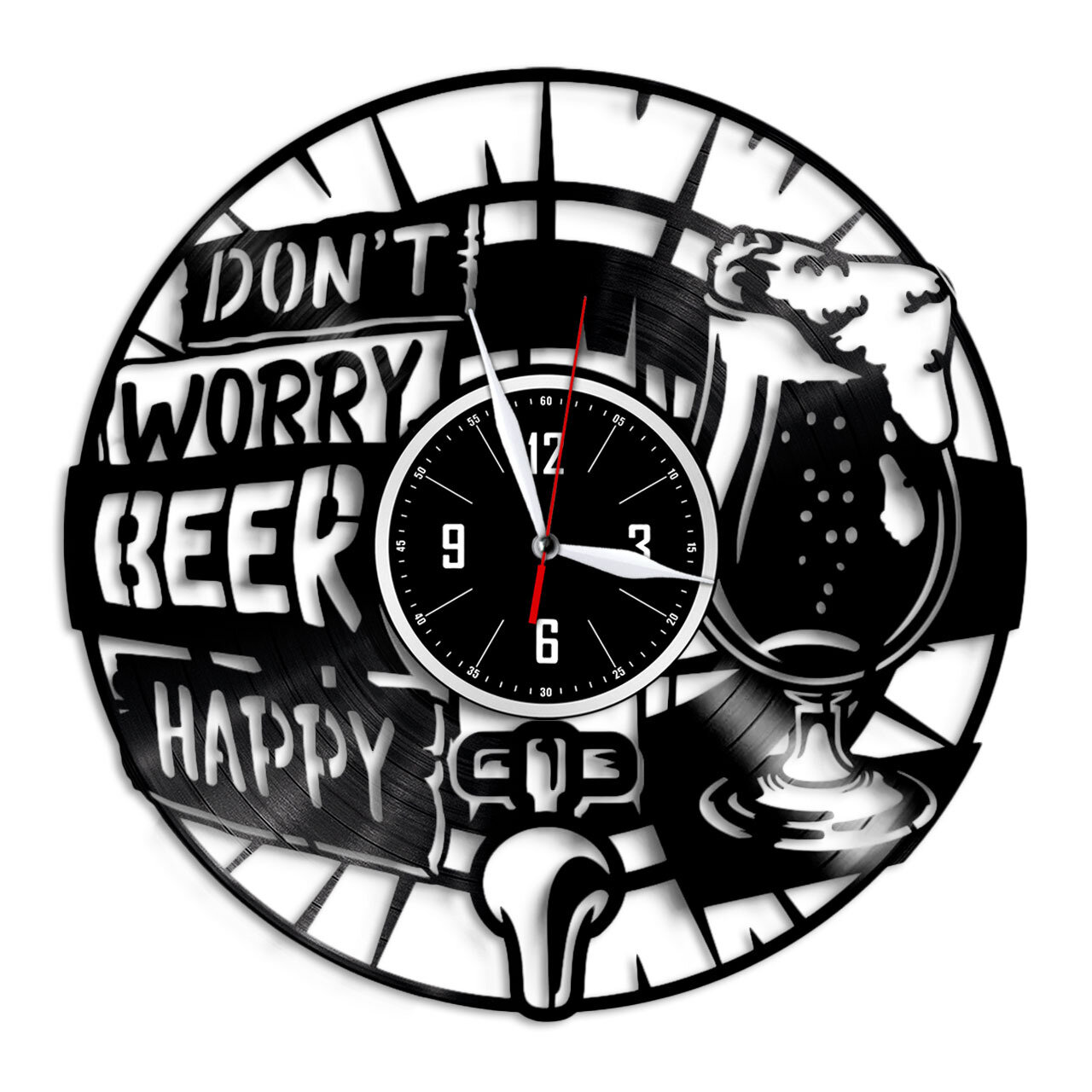 Don't worry beer happy - настенные часы из виниловой пластинки