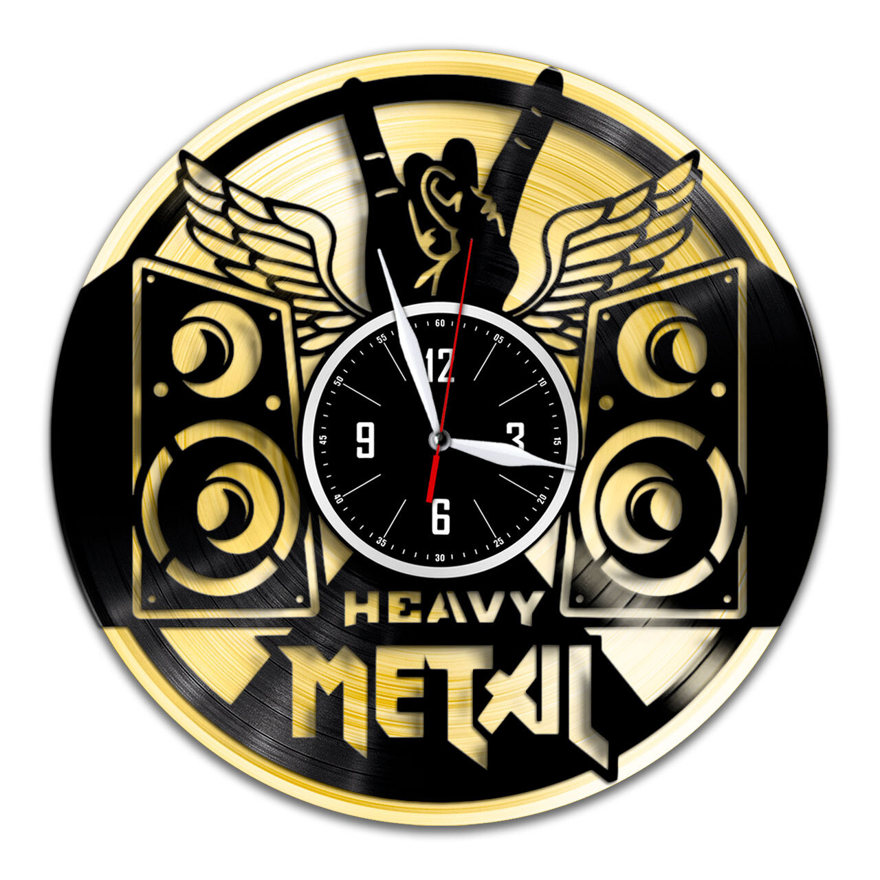 Heavy Metal - настенные часы из виниловой пластинки (с золотой подложкой)
