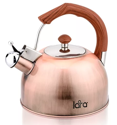 Чайник LARA LR00-18 /Red Bronze, 2,5л, индукционное дно, свисток, стилизованная под дерево ручка