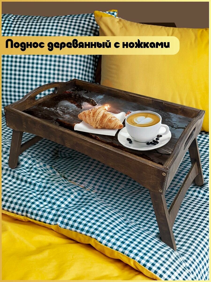 Деревянный поднос на ножках с рисунком игры - 404