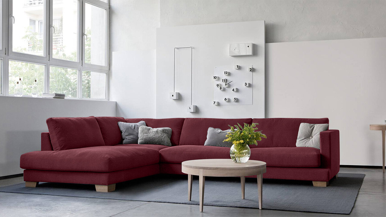 Угловой диван Плимут (большой) рогожка 33 Тик так Красный 300x221x95