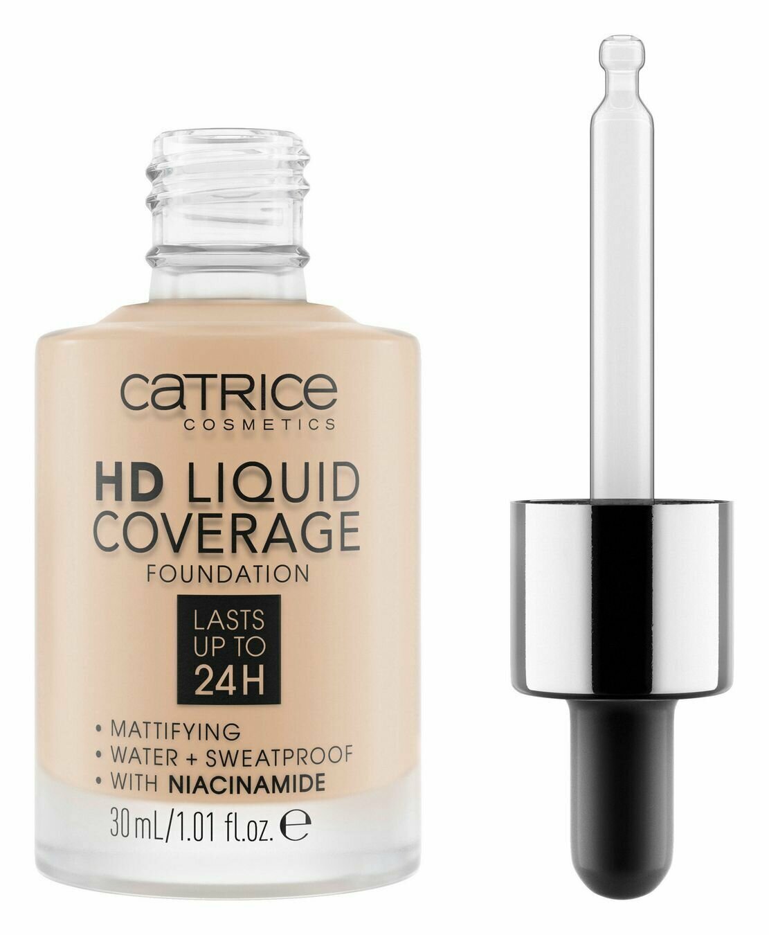 Стойкий Тональный крем CATRICE HD Liquid Coverage Foundation для лица - 010 Light Beige (Легкий Бежевый)