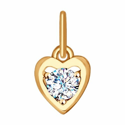 Подвеска, красное золото, 585 проба, фианит