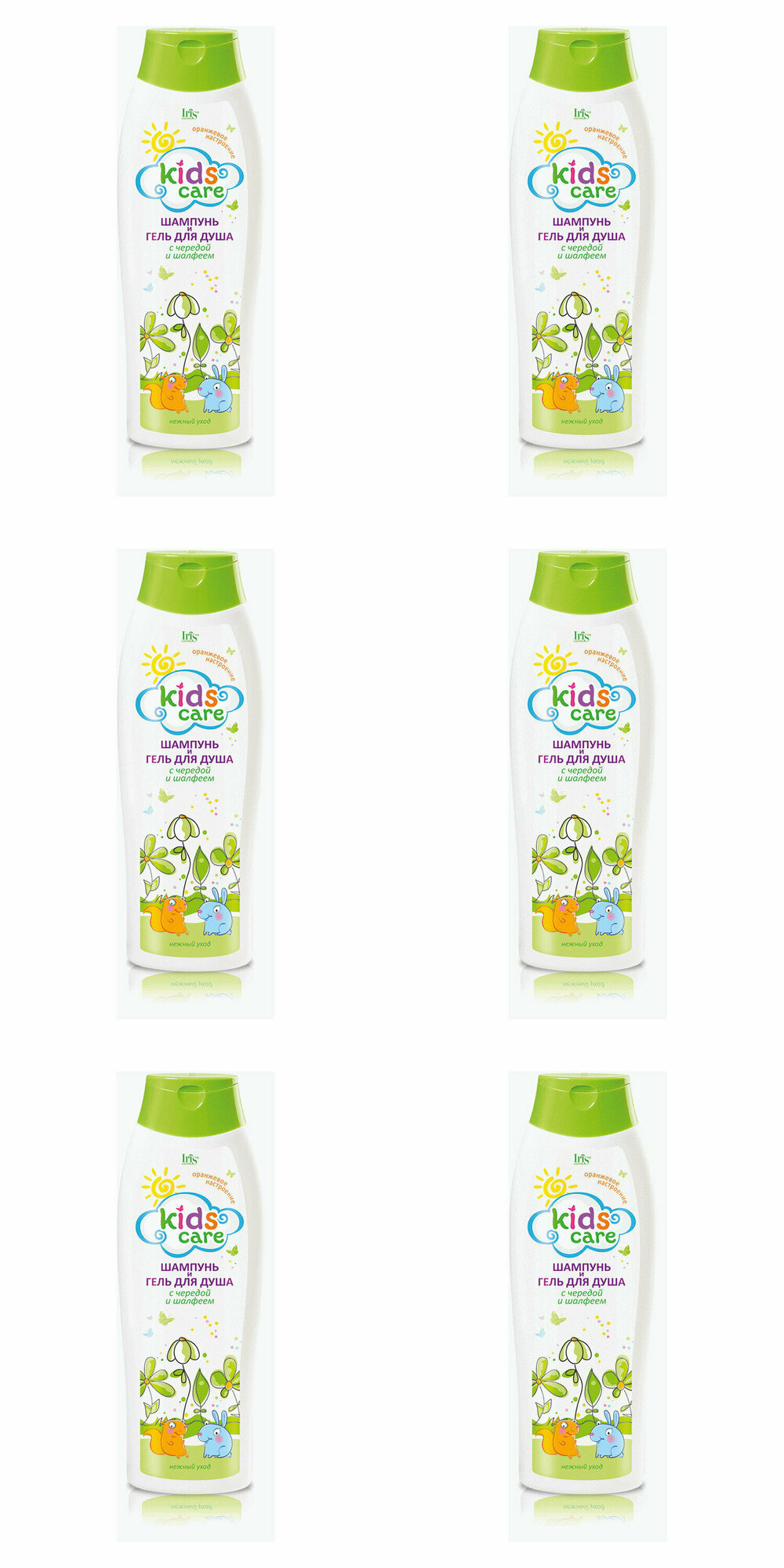 Iris cosmetic Детский шампунь и гель для душа Kids Care Череда и шалфей, 400 мл, 6 шт/