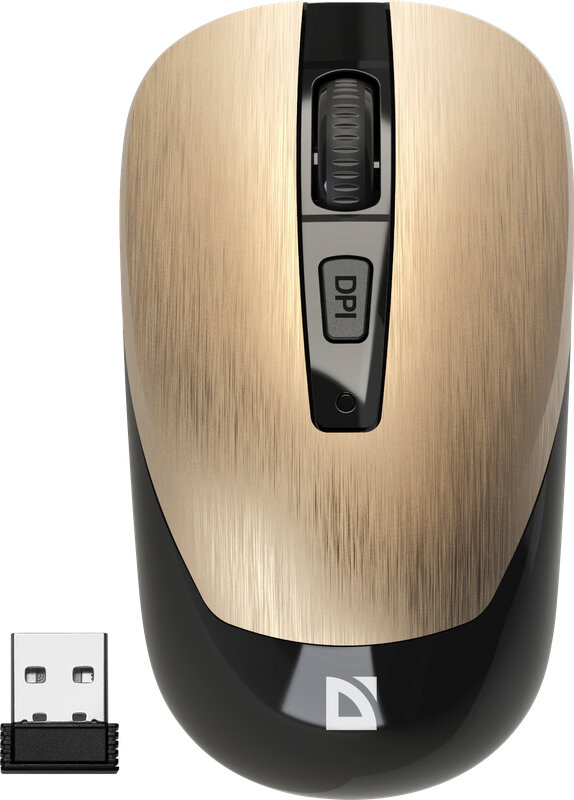 Defender Оптическая мышь Defender Wave MM-995 52994, беспров, 3кн.+скр, бесшумное нажатие, золотой (USB) (ret)