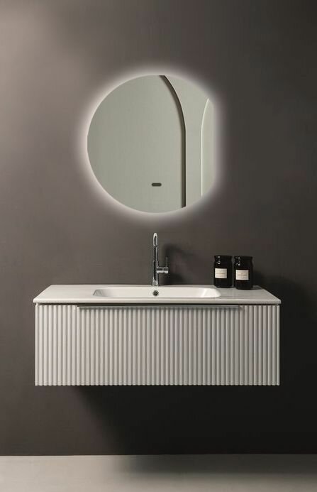 Зеркало Eclipse 100*90 круглое с правым срезом с нейтральной LED-подсветкой включение "взмах руки"