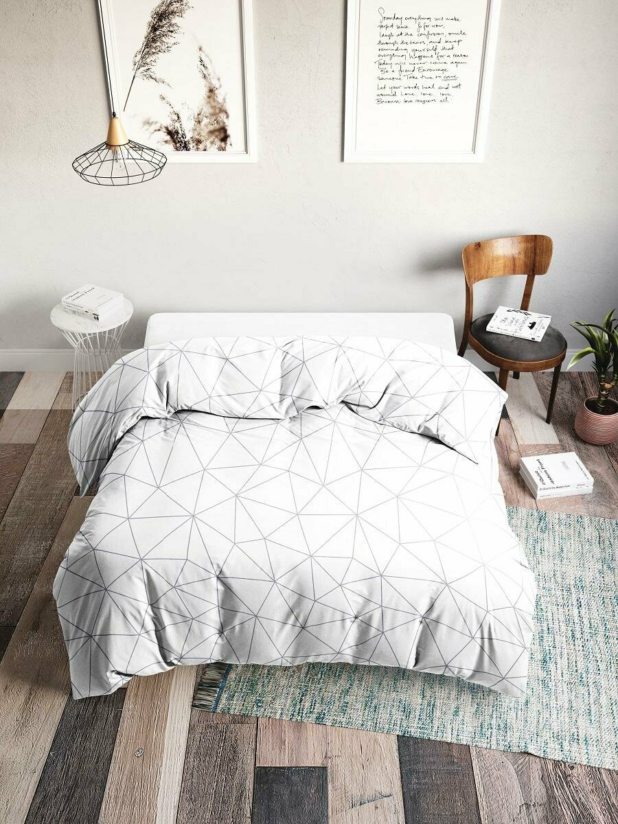 Пододеяльник Евро Макси Поплин Ночь Нежна Грань (белый) комп. 7353-1