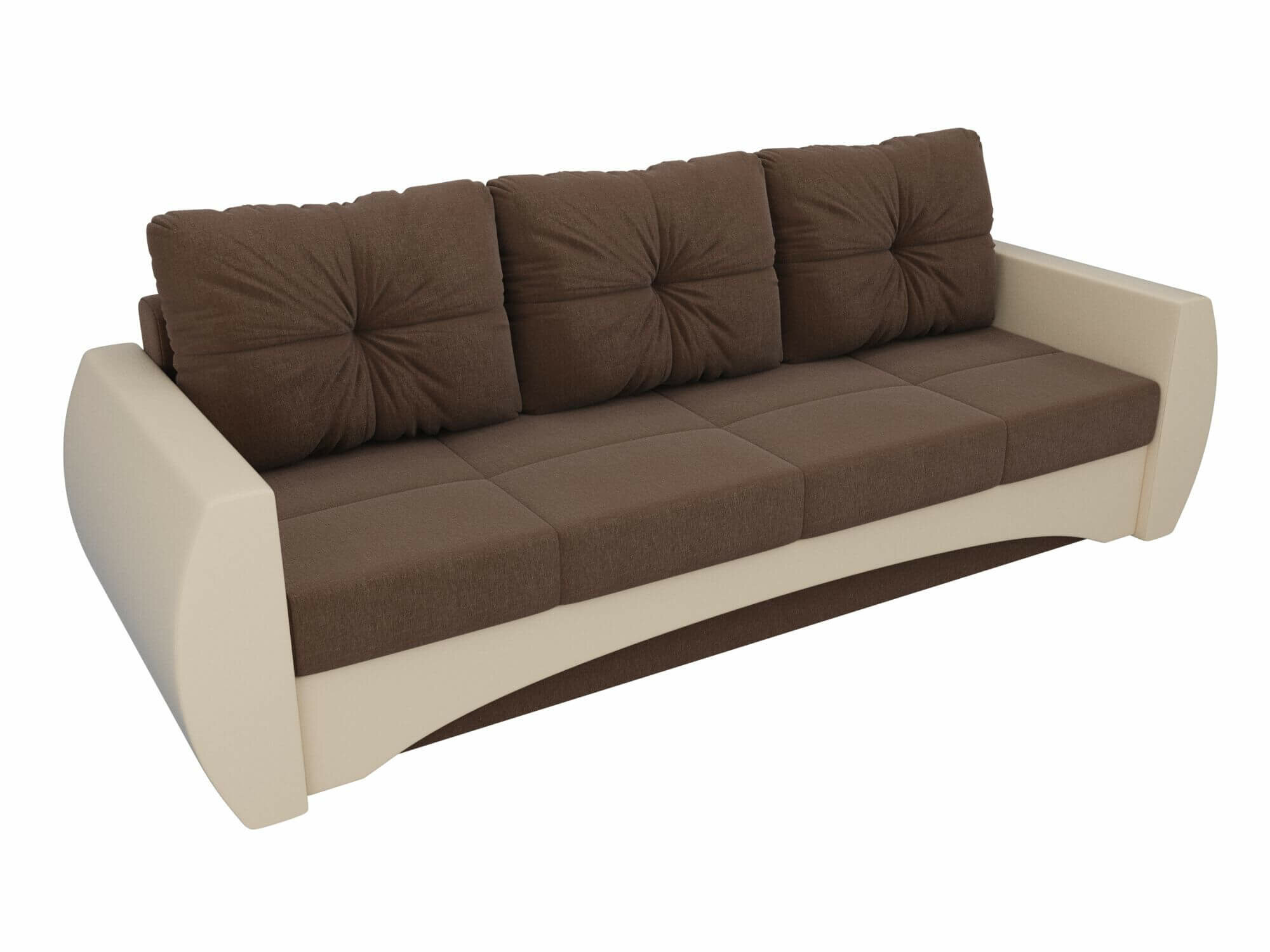 Artum Прямой диван Сатурн рогожка коричневый эко кожа бежевый