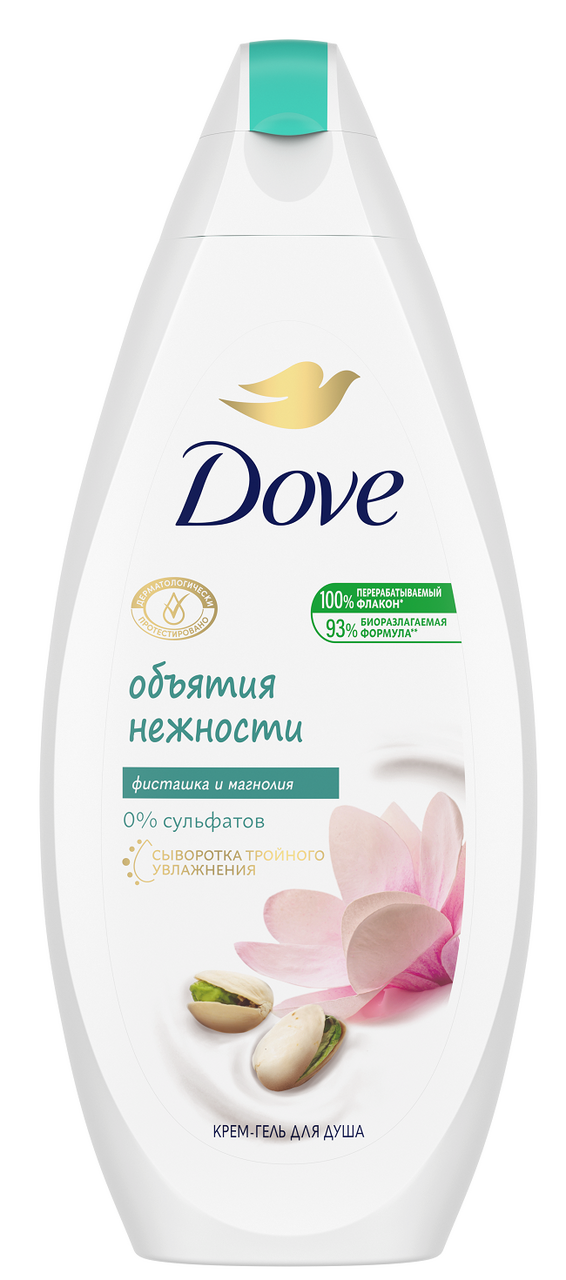 Крем-гель для душа DOVE Объятия нежности Фисташковый крем и магнолия, бессульфатный, 250мл