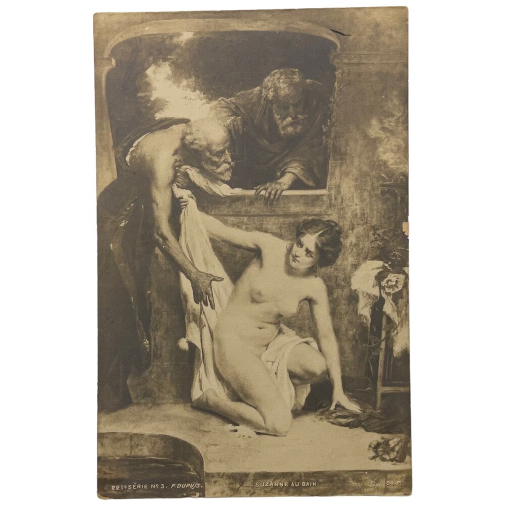 Почтовая открытка "Сюзанна в ванне" 1900-1917 гг. Франция