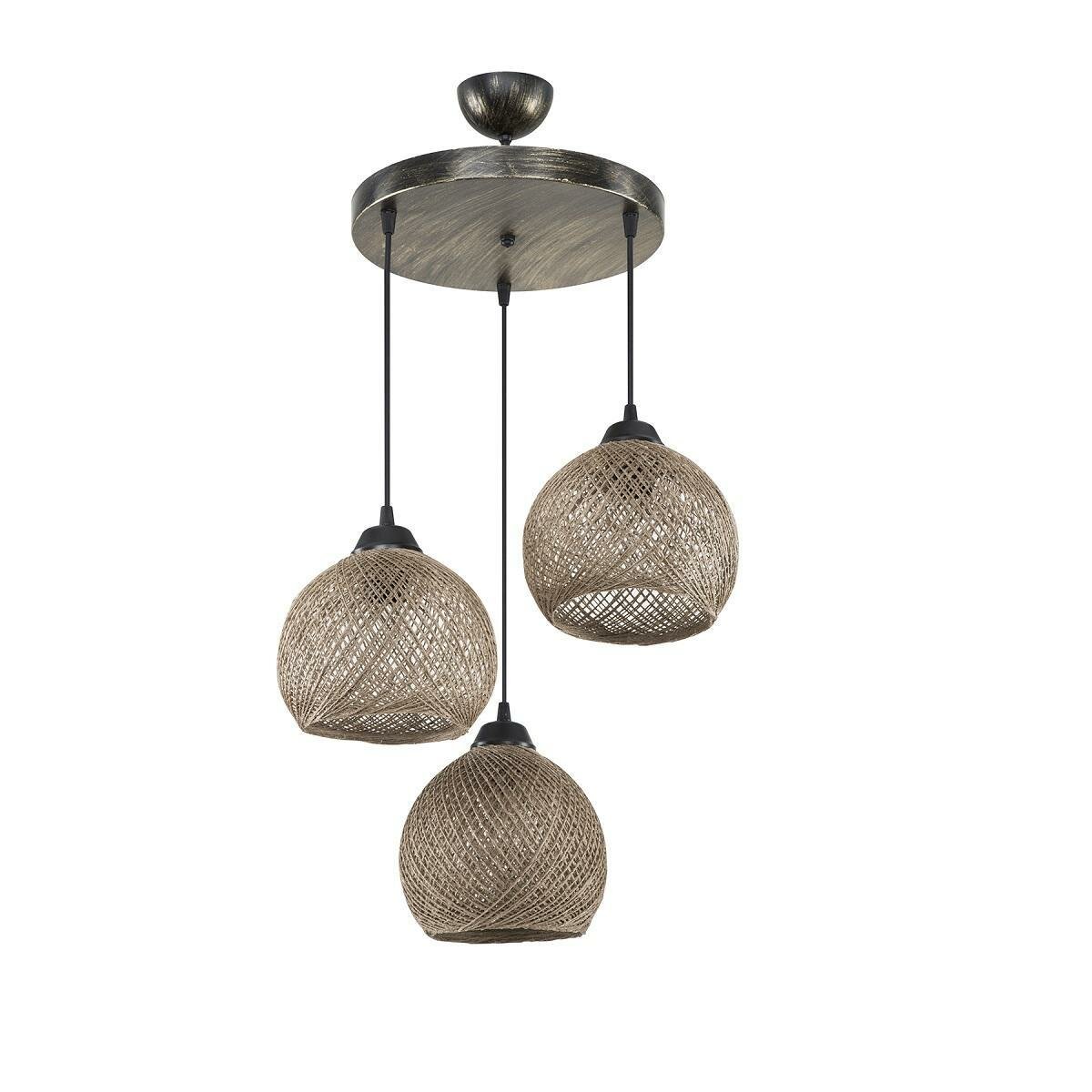 Подвесная люстра Toplight Lizbeth TL1612R-03DB, цвет Коричневый/Патина, материал Пластик/Текстиль