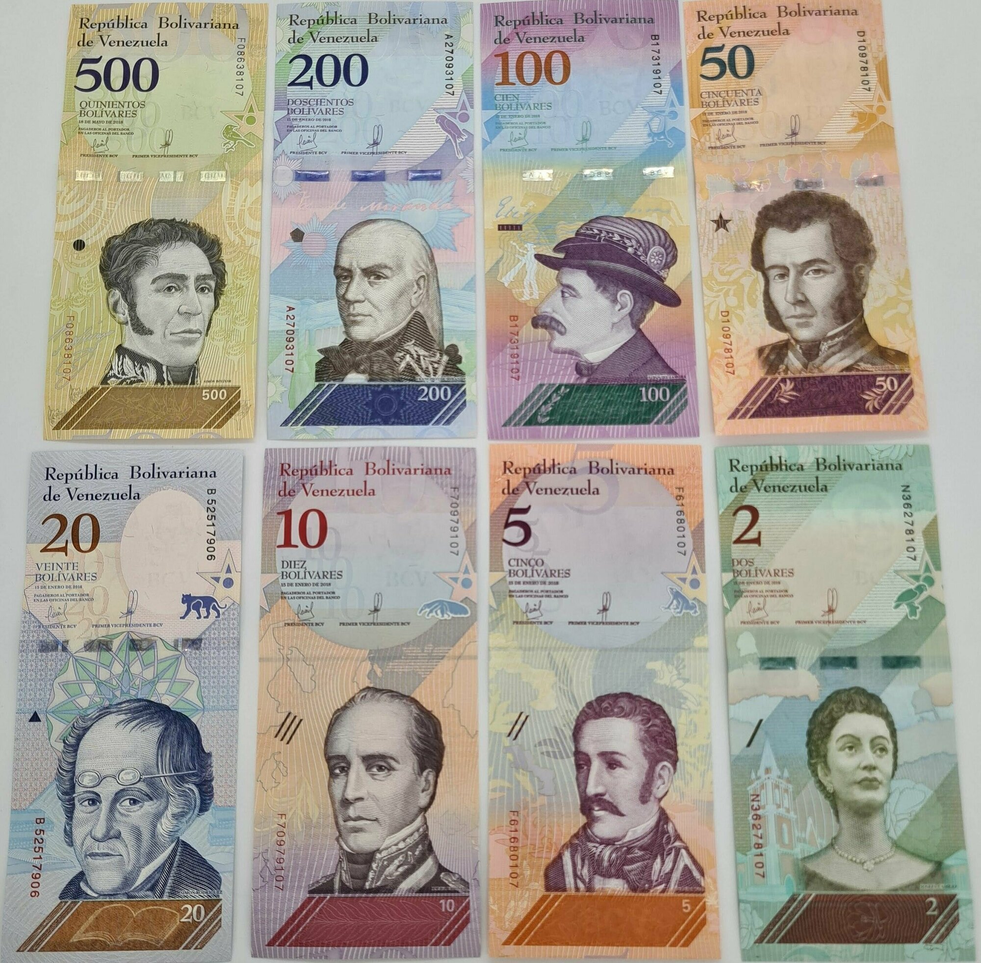 Подарочный набор из 8 банкнот Венесуэла 2018 год