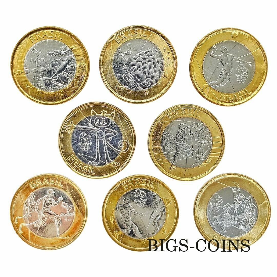 Набор из 8 монет номиналом 1 реал. XXXI летние Олимпийские Игры, Рио 2016, Бразилия, 2014-2016 г. в.