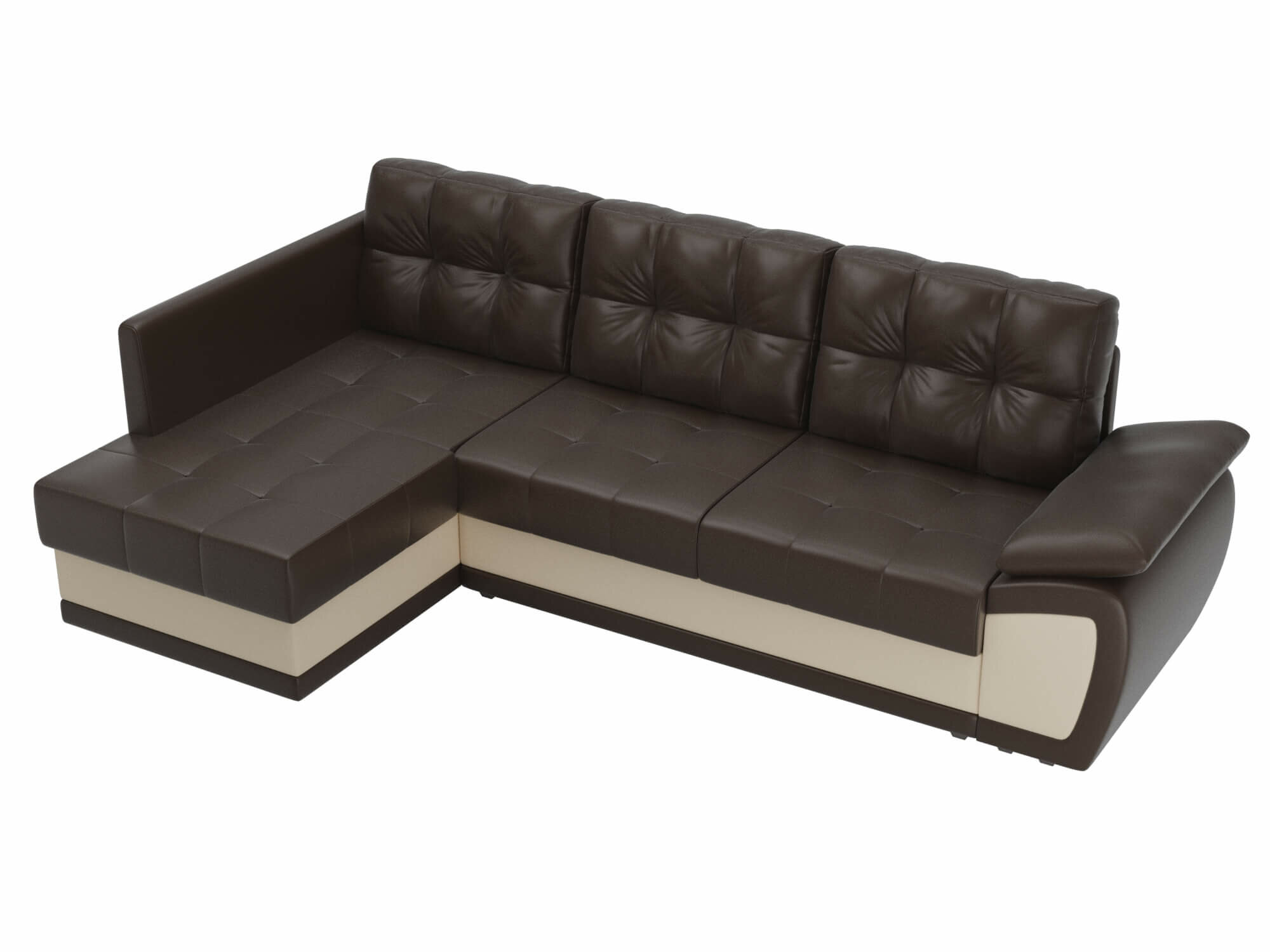 Artum Угловой диван Нэстор прайм эко кожа коричневый бежевый левый