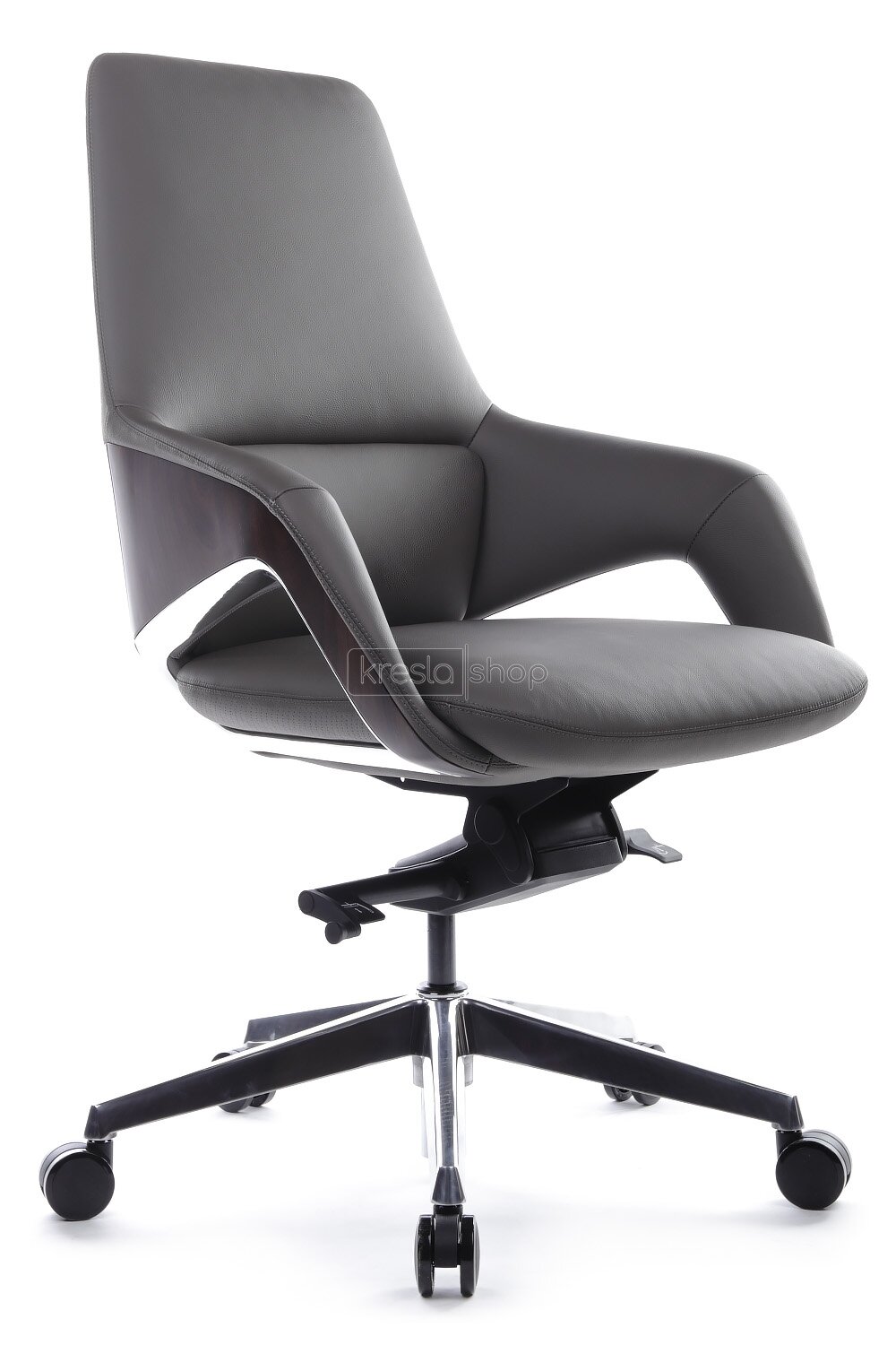 Кресло для персонала Riva Design Аура-М / Aura-M FK005-B серая кожа