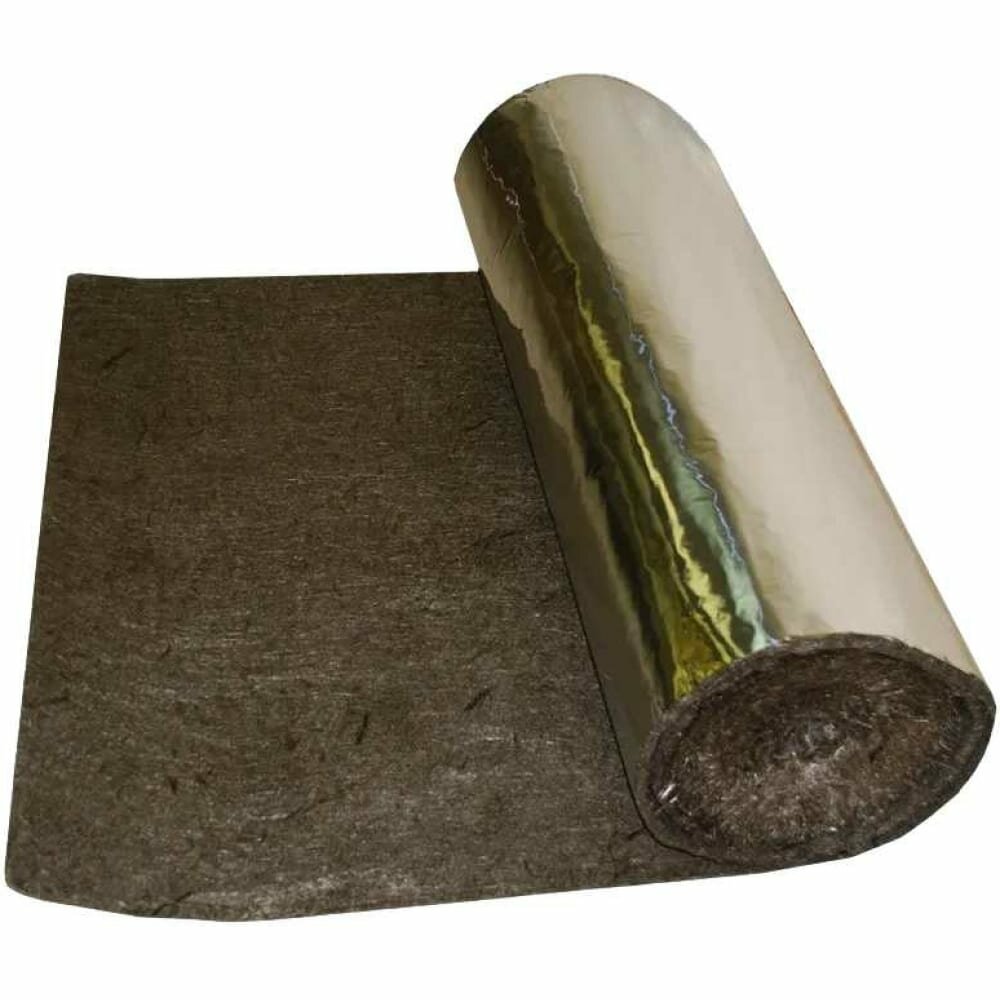Базальтовый мат с фольгой BASFIBER 10000x1200x10 мм, 12 м2, огнеупорный, 700 C БИМ 10 Ф-рулон