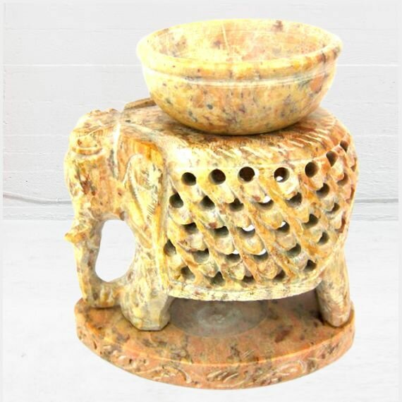 Каменная Аромалампа в виде фигуры слона 11см