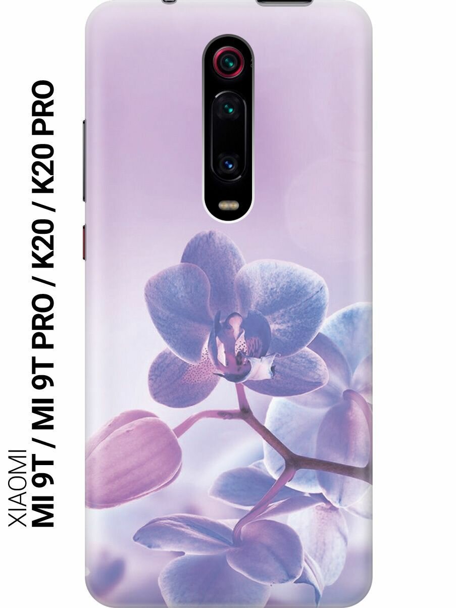 Силиконовый чехол на Xiaomi Mi 9T, Mi 9T Pro, K20, K20 Pro, Сяоми Ми 9Т, Ми 9Т Про с принтом "Лиловые орхидеи"